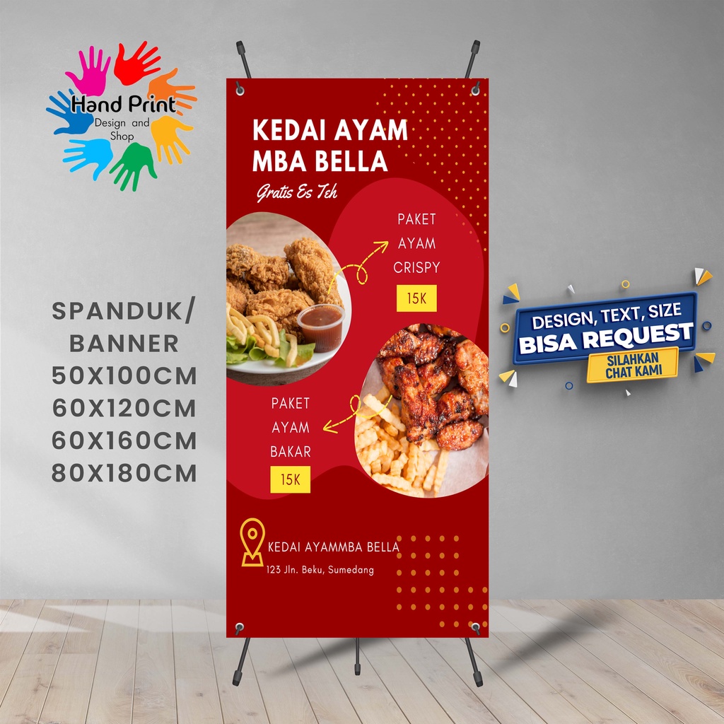 Jual SPANDUK BANNER Warung Aneka Ayam Goreng dan Bakar 60x160 CM ...