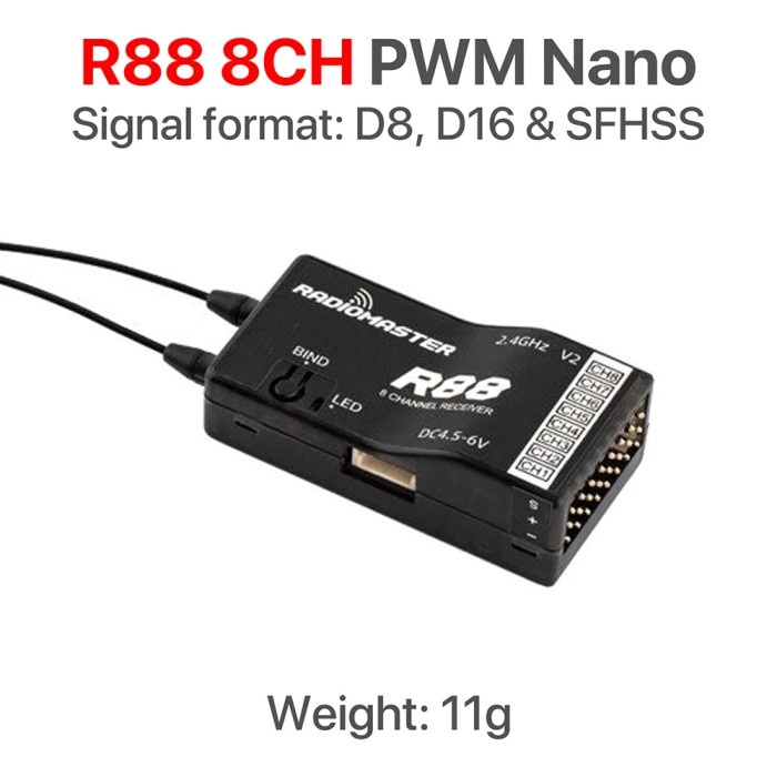 Jual RadioMaster R88 V2 8CH Compatible PWM Sbus RC Receiver | Shopee ...