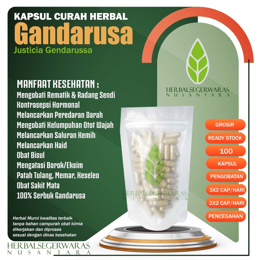 Jual GANDARUSA 100 Kapsul Herbal Bisul Eksim Rematik Bells Palsy Sakit ...