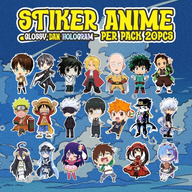 Jual Stiker Anime Karakter Chibi Attack on Titan Jujutsu Demon slayer ...