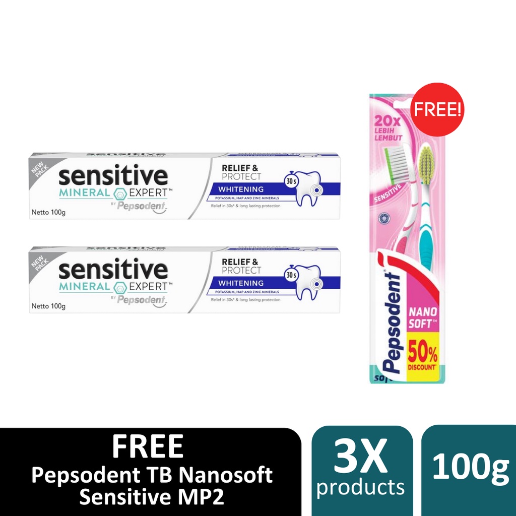 Jual Buy 2 Pepsodent Sensitive Mineral Expert Whitening 100g free ...