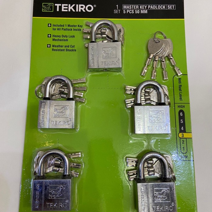 Jual TEKIRO master key padlock set 50mm 5pcs gembok 50 mm 5 pcs ...