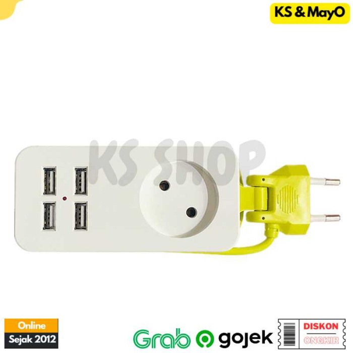 Jual Mini Portable Stop Kontak Colokan Listrik Universal 4 USB Port EU ...
