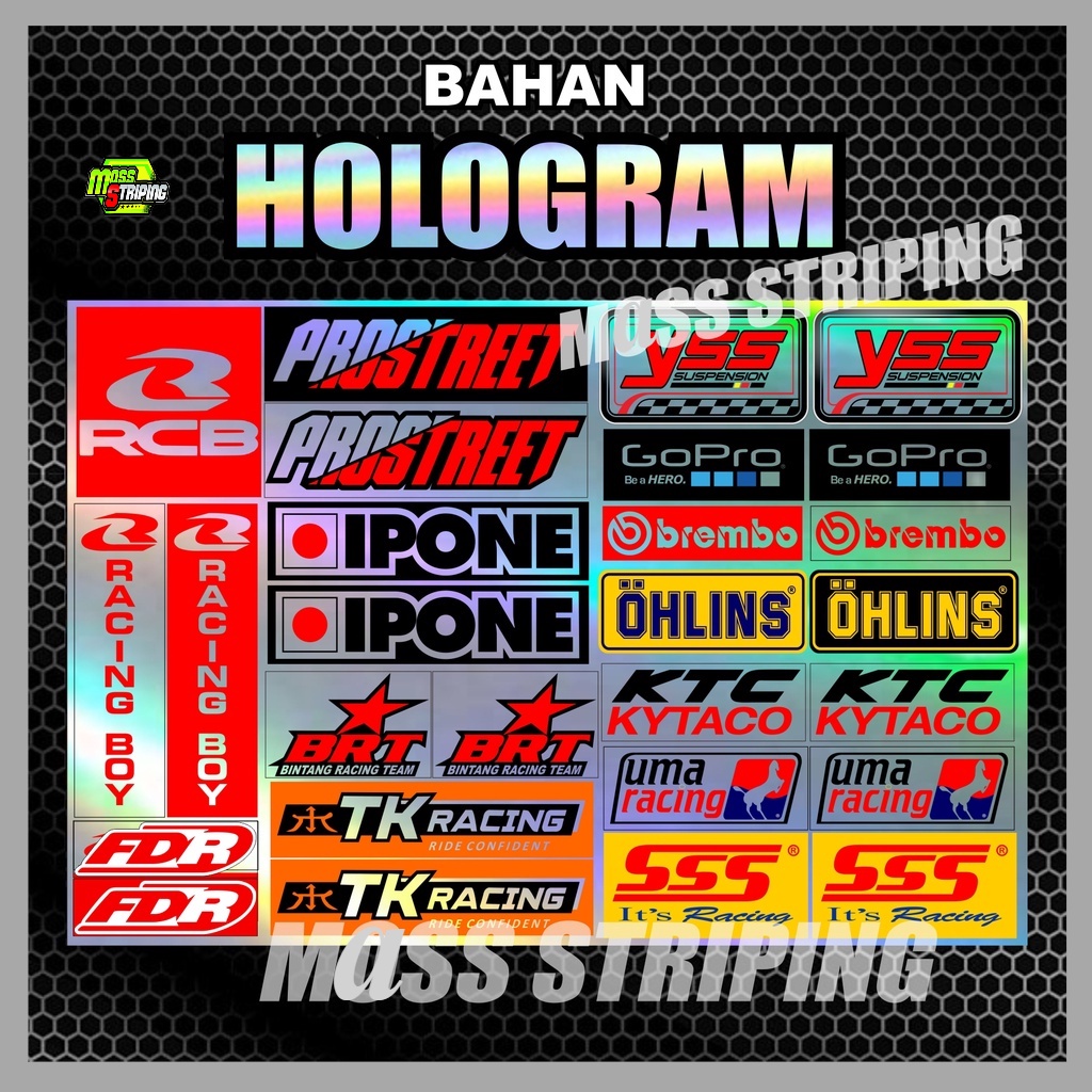 Jual STICKER STIKER SPONSOR PACK HOLOGRAM VINYL RACING ISI BANYAK BRAND ...