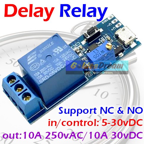 Jual Delay Relay in 5-30v out 10A 250VAC Trigger Timer Switch Control ...