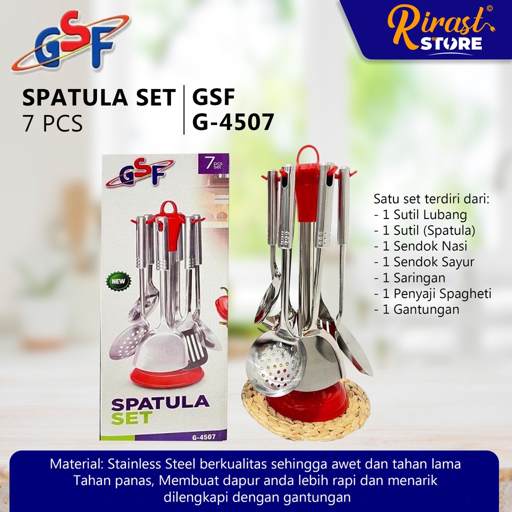 Jual Spatula Sutil Set 7 Pcs GSF G-4507 Alat Masak Dapur Stainless ...