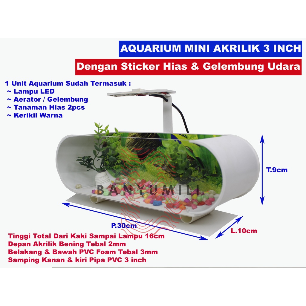 Jual AY36EN AQUARIUM / AKUARIUM MINI IKAN HIAS FULL SET DENGAN ...