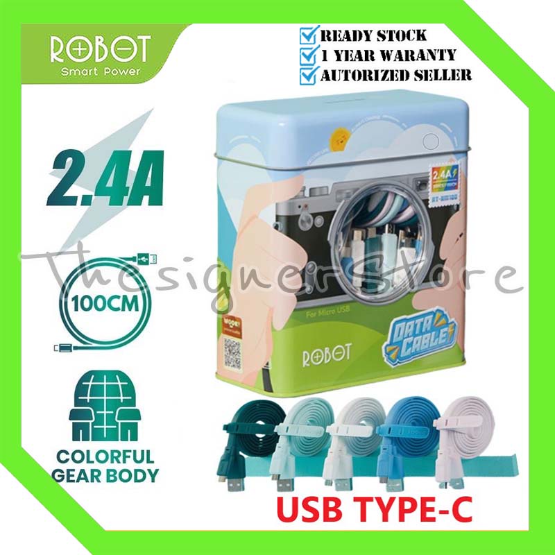 Jual Robot Kabel Data RT-AC100 Data Cable TYPE-C 2.4A 100CM Colorful ...