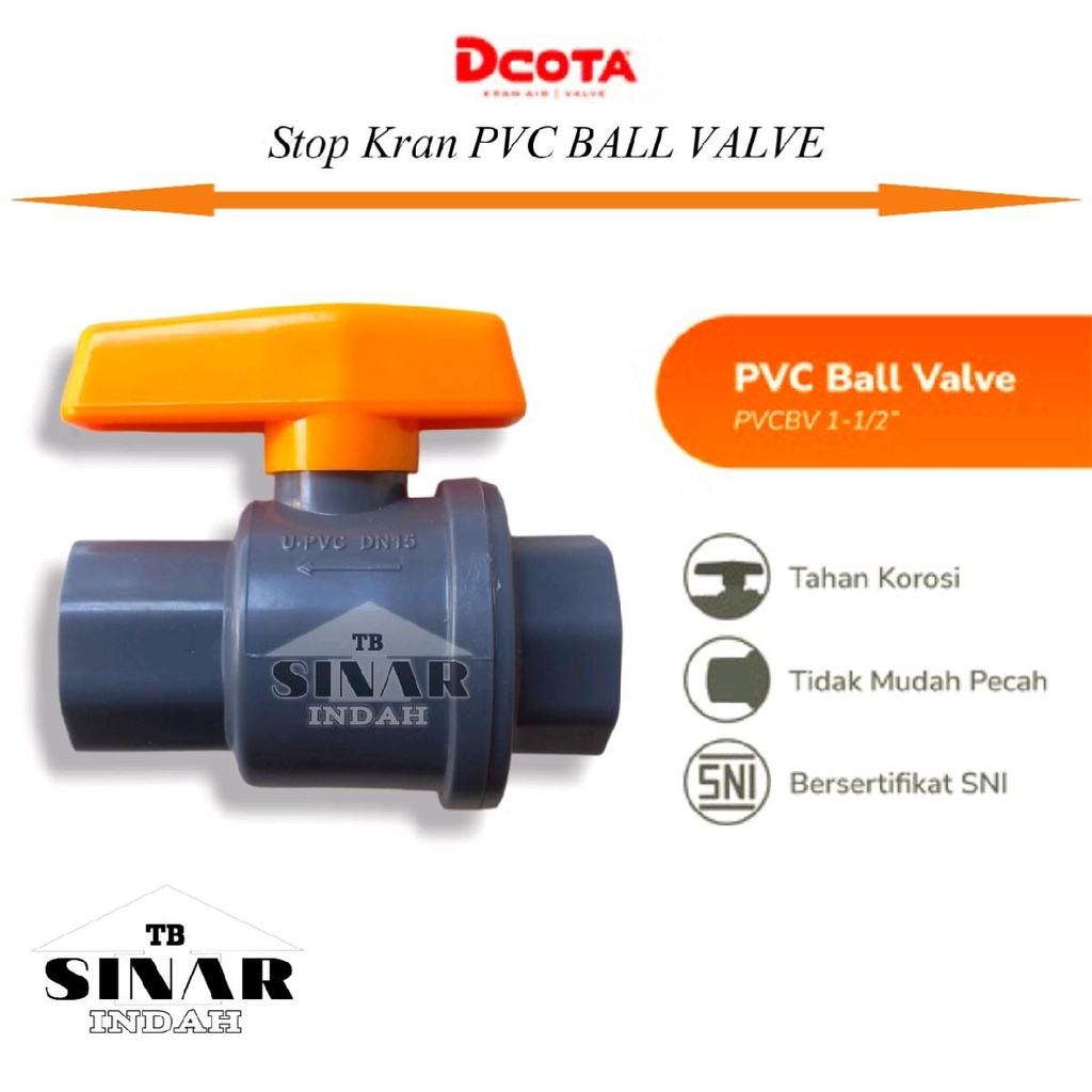 Jual Ball Valve Pvc DCOTA Stop kran 1/2 Inch Stop Kran Sambung 1/2 ...