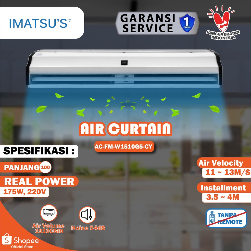 Jual Air Curtain Imatsu AC-FM-W1510G5-CY 1 Meter Air Door Tirai Udara Pintu Sekat Udara | Shopee ...
