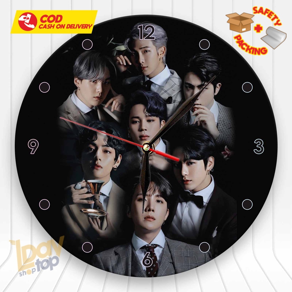 Jual Jam Dinding KPOP BTS Motif Kayu Unik Dekorasi Kamar Aesthetic ...