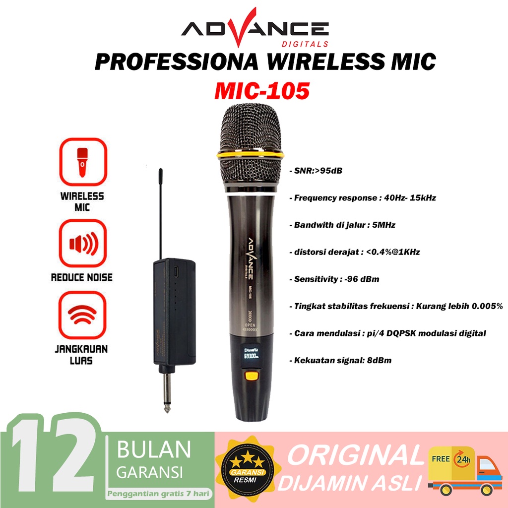 Jual 【Garansi 12 bulan】Advance Mic Wireless/Microphone/Mic Single ...