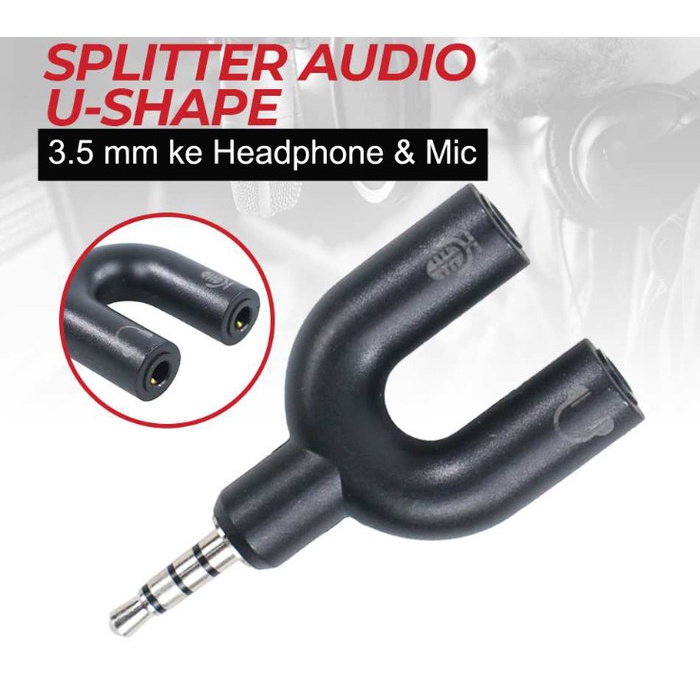 Jual MINIMA Splitter Audio U Shape 3.5mm to Headphone and Mic | Shopee ...