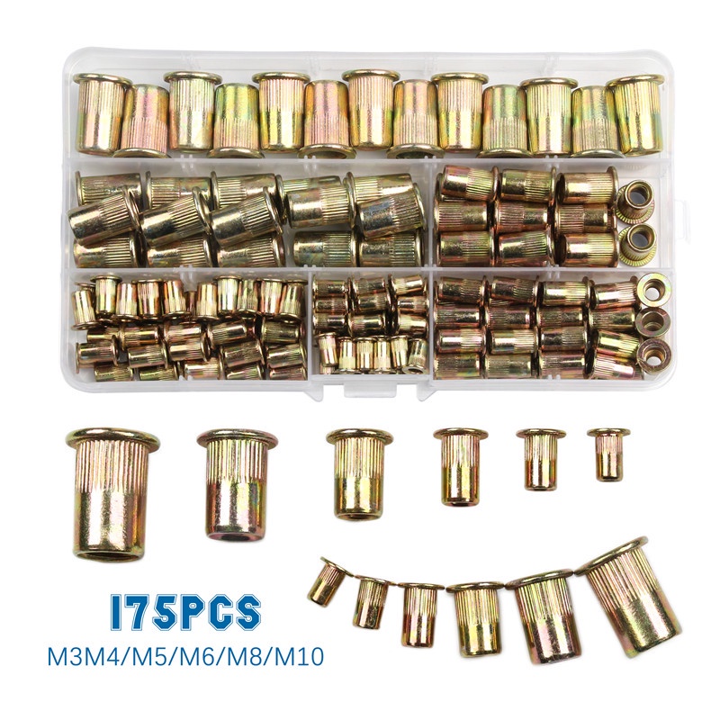 Jual 175PCS Rivet Nut Rivnut Mur Flat Nut M3 M4 M5 M6 M8 M10 M12 ...