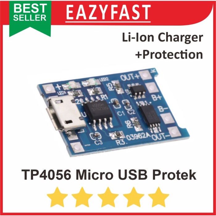 Jual Modul TP4056 Protect Micro USB Charger Baterai Lithium 18650 ...