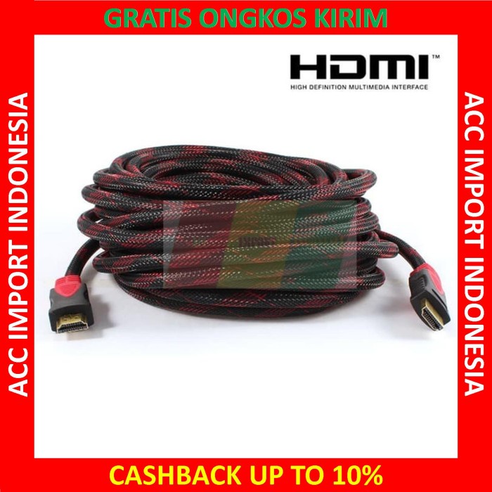 Jual Kabel HDMI Panjang 15 Meter Model Jaring Kuat 15M Laptop PC ...