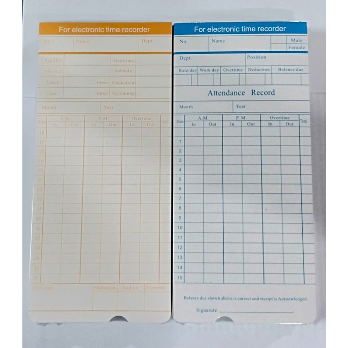 Jual kartu absen mesin absen absensi manual orange biru coak amano ...