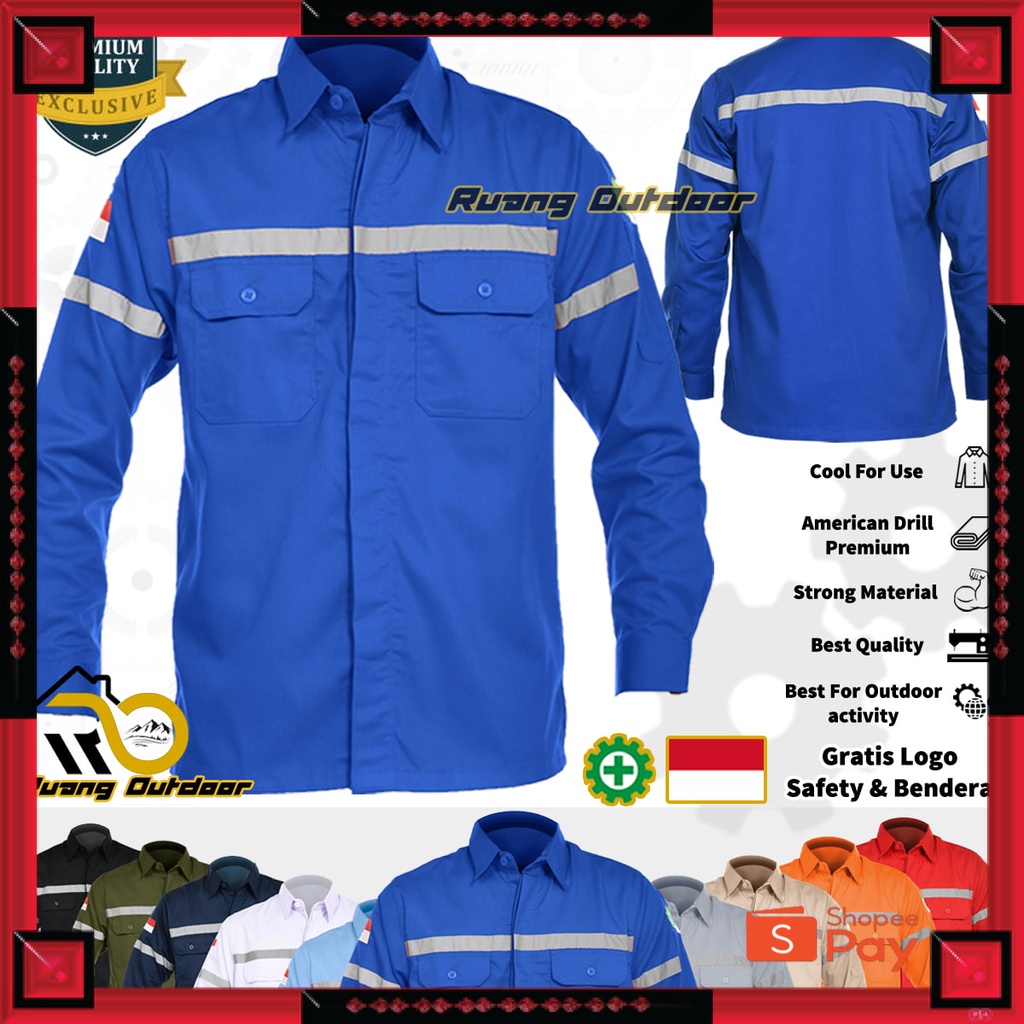 Jual 12.12 SERAGAM SALE / KEMEJA ATASAN WEARPACK BAJU SAFETY K3 OUTDOOR PREMIUM LENGAN PANJANG ...