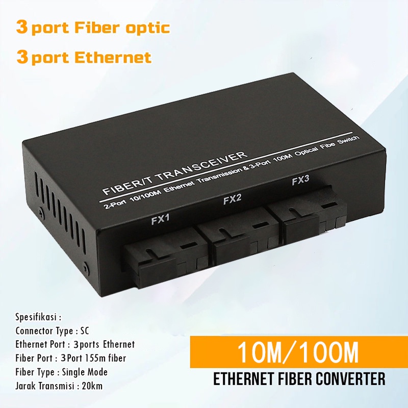 Jual MEDIA Converter 3 Port FO 3 Port Lan 10/100 POE | Shopee Indonesia