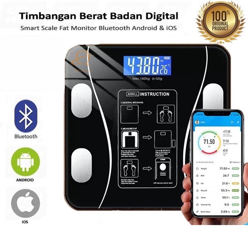 Jual GG BODY FAT SCALE MONITOR TIMBANGAN BADAN DIGITAL WITH APP SMART ...