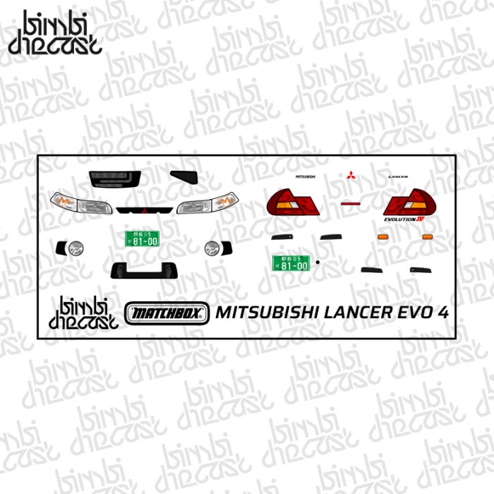 Jual Decal Scala 64 Stiker Matchbox Mitsubishi Lancer Evo 4 Detailing ...