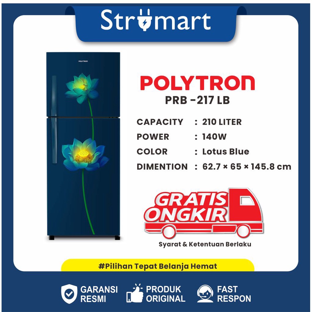 Jual KULKAS POLYTRON 2 PINTU PRB-217 210 LITER 140 WATT | Shopee Indonesia