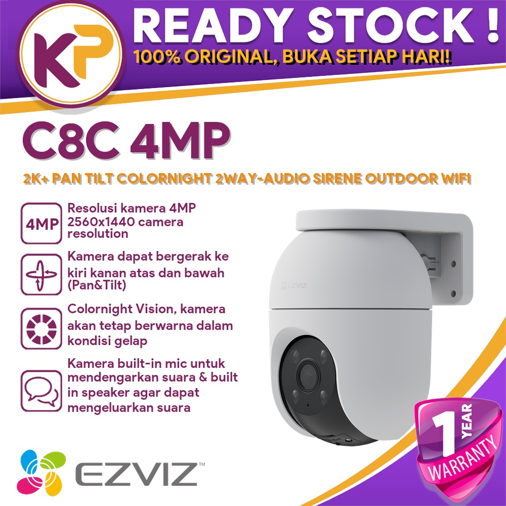 Jual EZVIZ C8C 4MP 2K+ PAN TILT COLORNIGHT 2WAY-AUDIO SIRENE OUTDOOR ...