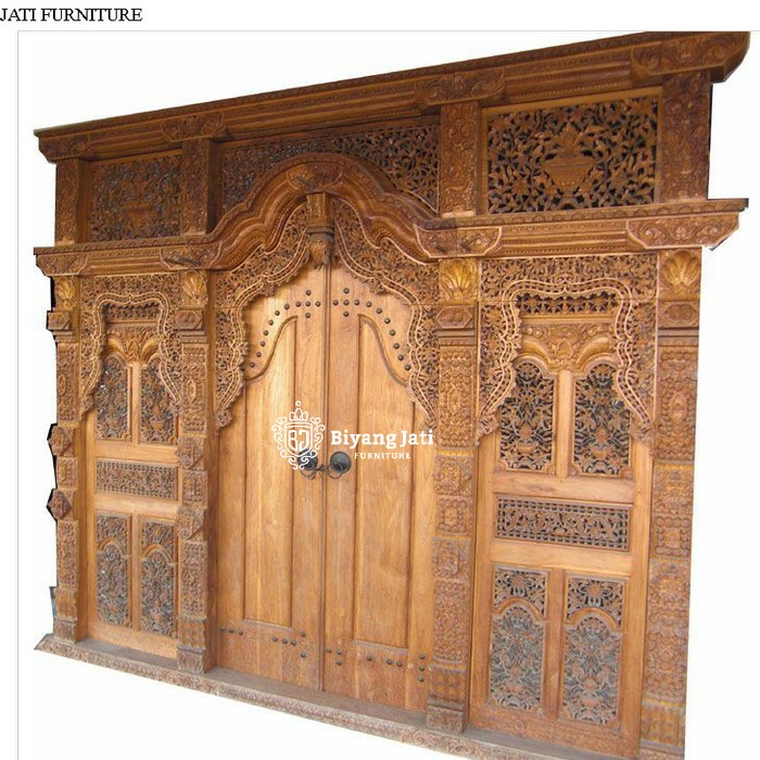 Jual Termurah pintu gebyok kayu jati model jawa klasik ukuran 4 meter ...