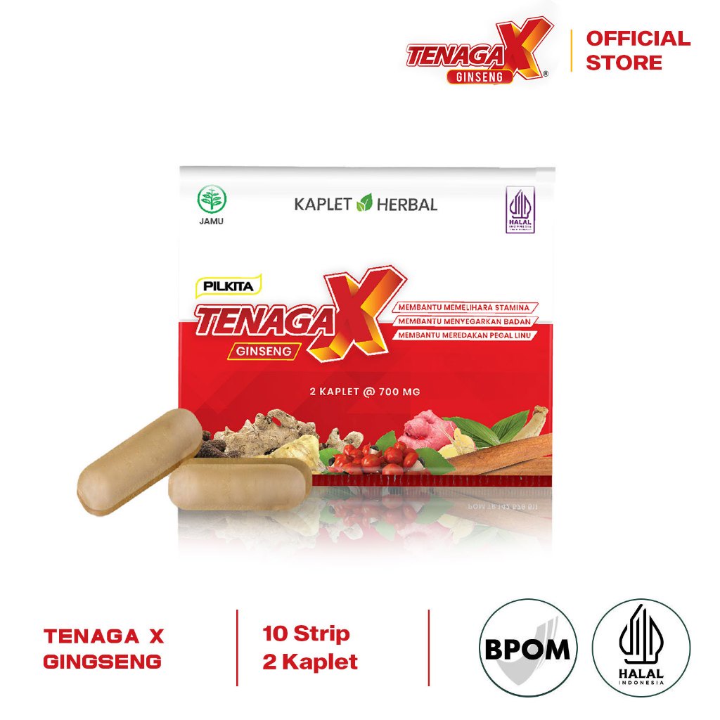 Jual TENAGA X Kaplet Herbal 10 Strip Isi 2 Kaplet Obat Suplemen Herbal ...