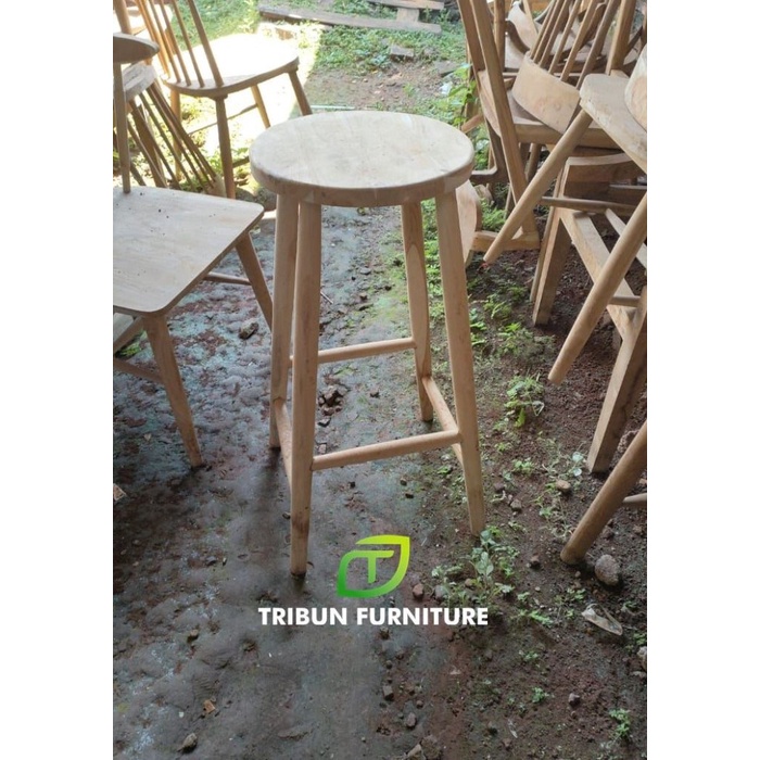 Jual Termurah MJ Kursi Cafe Bar Stool Bulat Kayu Jati Minimalis ...