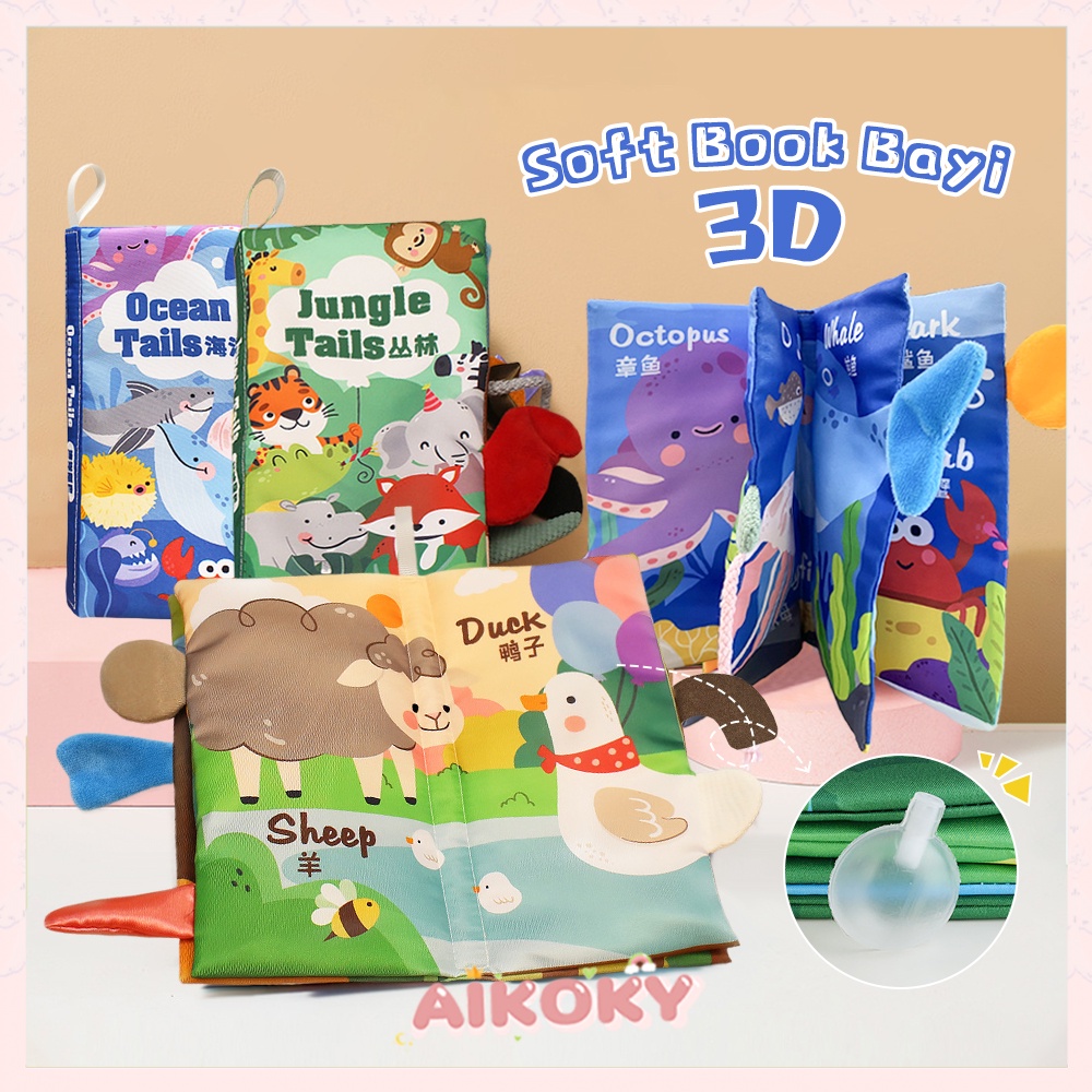 Jual AIKOKY Soft Book Bayi 3D Buku Bantal Bayi Buku Kain Edukasi Bayi ...