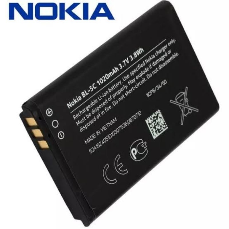 Jual Baterai Nokia Hitam Original BL-5C / BL-4C Nokia Packing Plastik ...