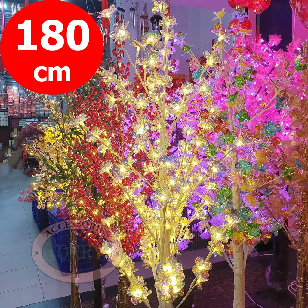 Jual Pohon Bunga kaca Putih LED 180 Cm Kuning Warm White Putih 1.8 ...