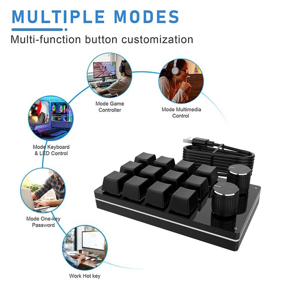 Jual Mechanical Keyboard 12 Key USB Gaming Shortcut with 2 Knob ...