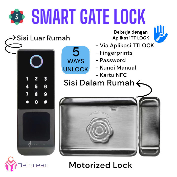 Jual DELOREAN SMART GATE LOCK EY-09 1 FINGERPRINT/MOTORIZED UNLOCK ...