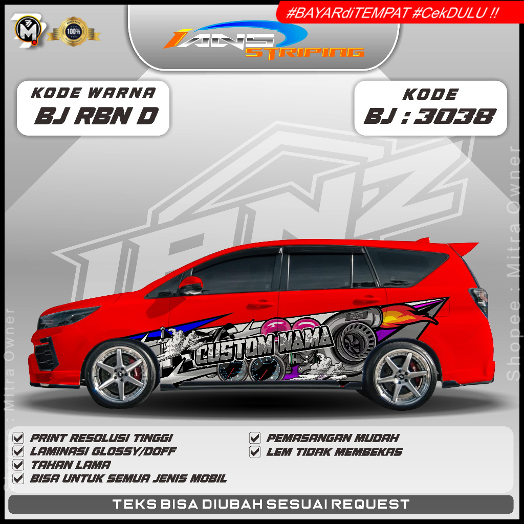 Jual BJ 3038- DECAL MOBIL INNOVA REBON AVANZA XENIA- DECAL STIKER MOBIL ...