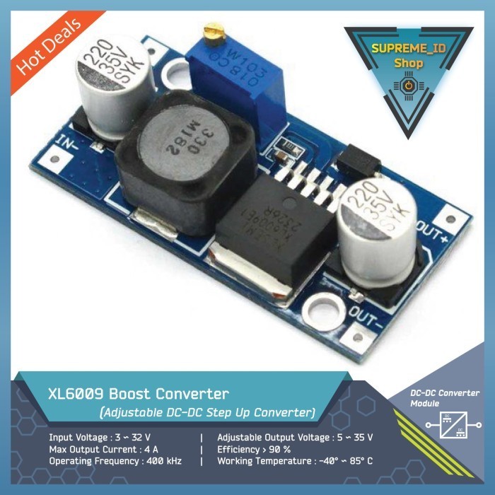 Jual XL6009 DC-DC Step Up Adjustable Stabilizer Boost Converter | 4A ...
