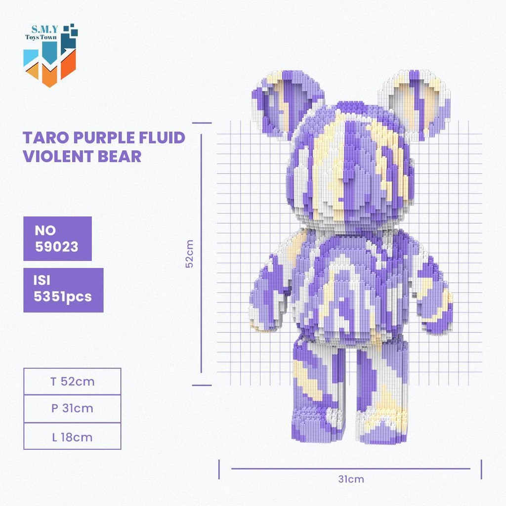Jual SMY Toystown Violent Bear Taro Nano Block Big Bricks Mainan Balok ...