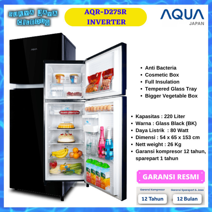 Jual Kulkas 2 Pintu AQUA AQR-D275R BK - Inverter-Jabodetabek | Shopee Indonesia