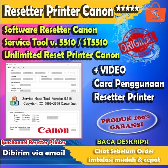 Jual Software Resetter Canon Service Tool v.5510 / ST5510 Unlimited Reset Printer Canon | Shopee ...