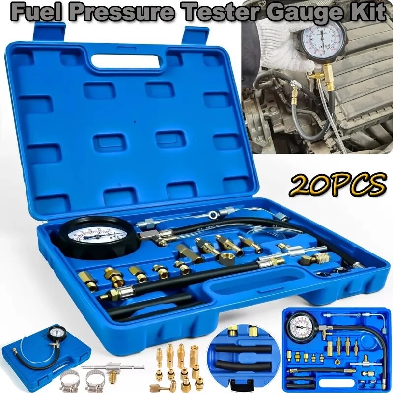 Jual Fuel Pressure Tester Gauge Kit 140PSI Automotive Engine Injector ...
