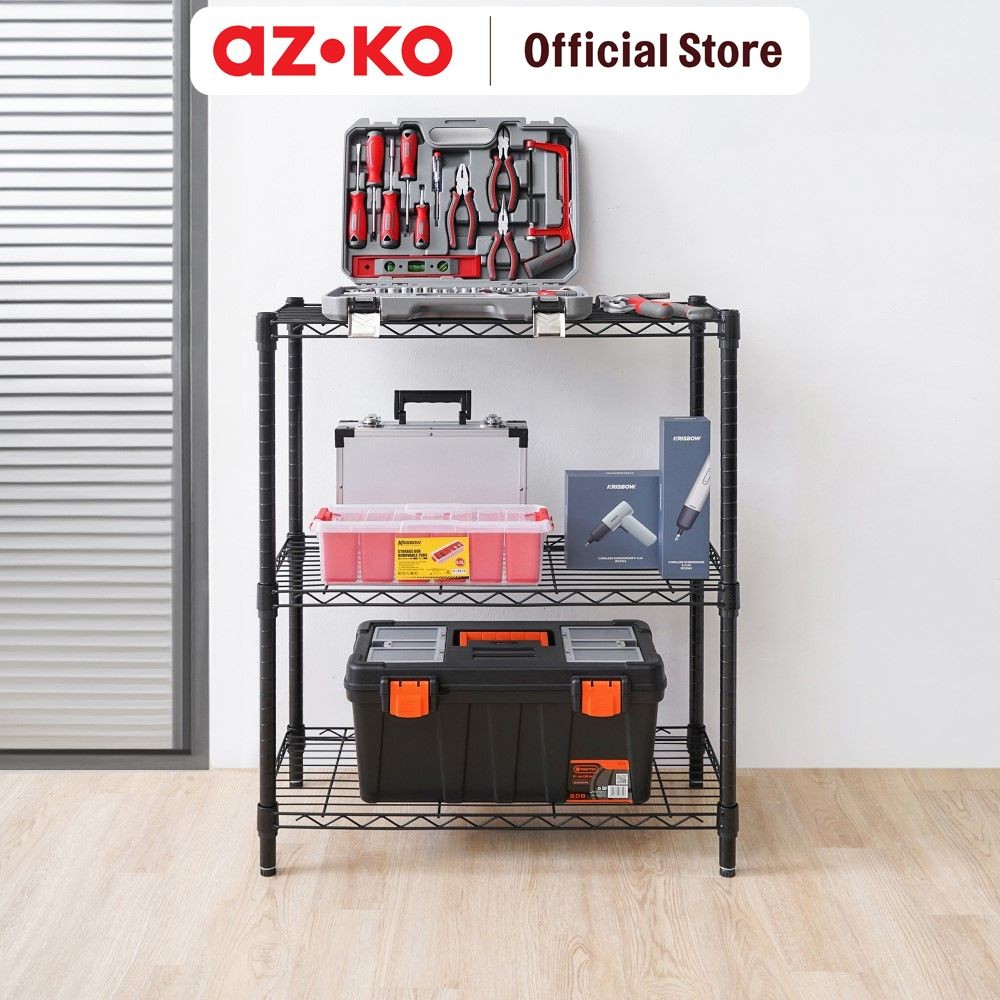 Jual AZKO Masterspace Rak Besi 3 Tingkat Stackable - Hitam Storage Rack ...