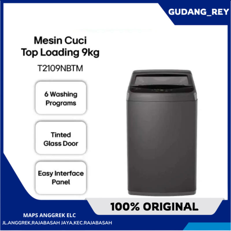 Jual LG MESIN CUCI 1 Tabung TOP LOADING T2109NBTM 9 KG GARANSI RESMI ...