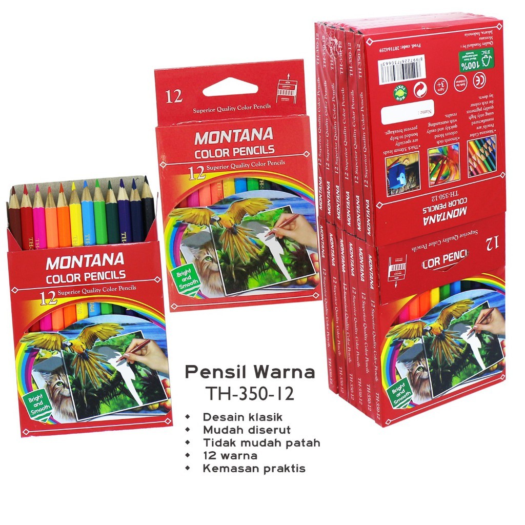 Jual PENSIL WARNA 12 WARNA PENDEK | MONTANA COLOR PENCIL | ATK ALAT ...