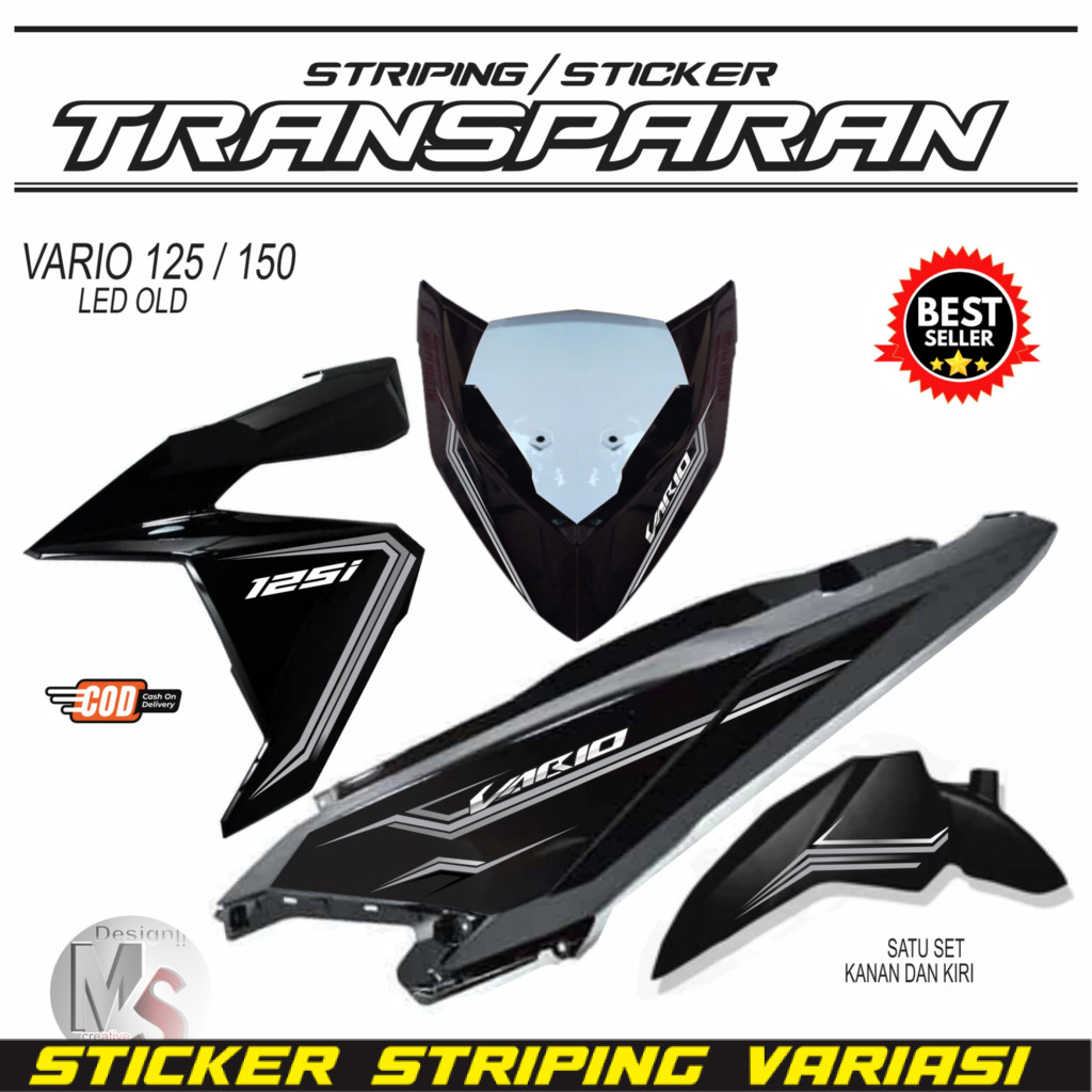 Jual Striping Stiker Motor lis decal 125 VARIO LED OLD Transparan UV ...