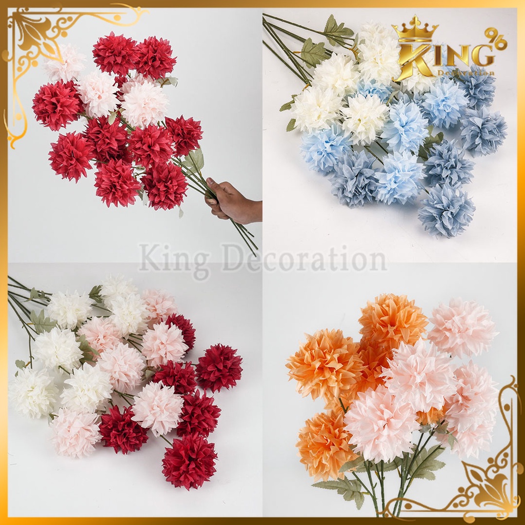 Jual Bunga BallMan Panjang Bunga Pompom Dandelion Bulat Isi 3 Kelopak ...
