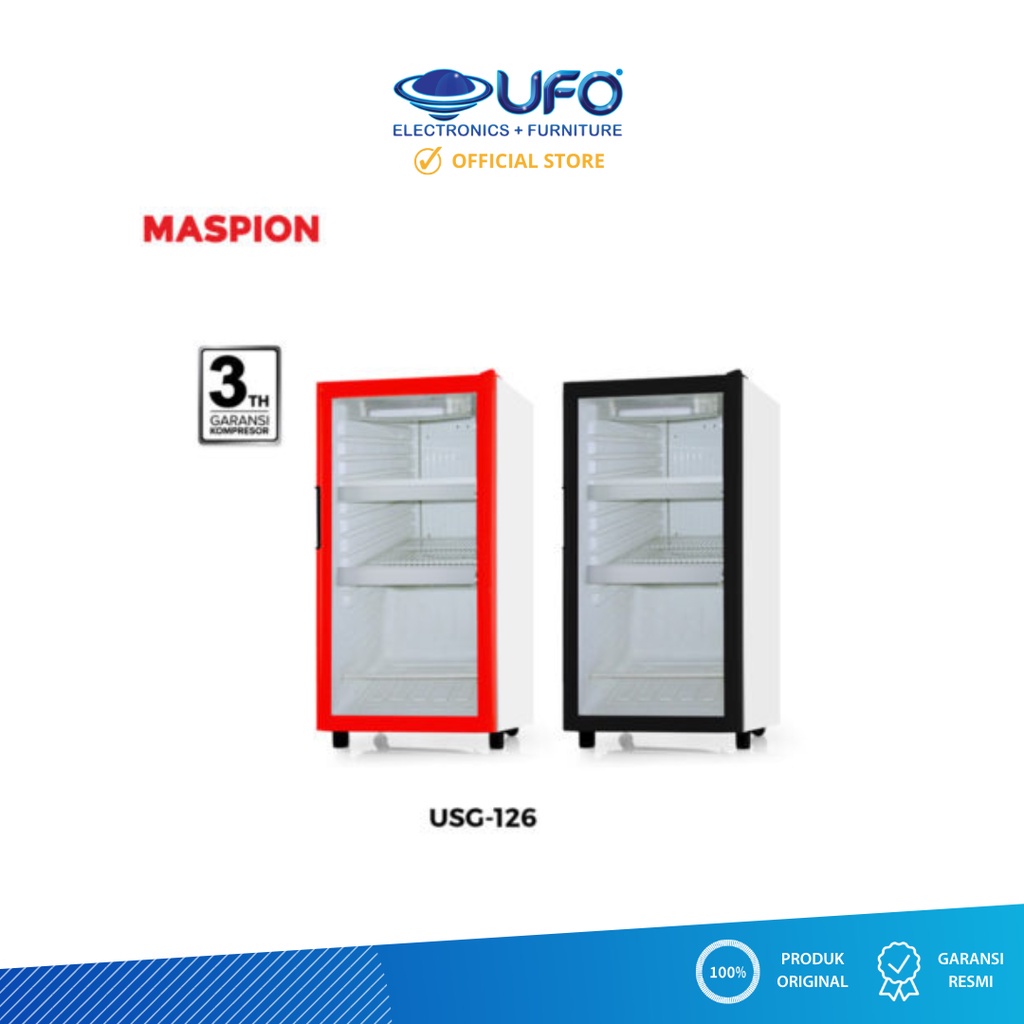 Jual Maspion Showcase Pintu Kaca 120 Liter USG126RW/BW/BK | Shopee ...