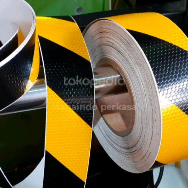 Jual Stiker reflektor police line tanda - Pita kuning-hitam pemantul ...