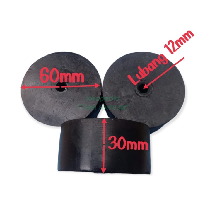 Jual karet kabin 60mmx30mm Lubang 12mm alas peredam getaran mesin ...