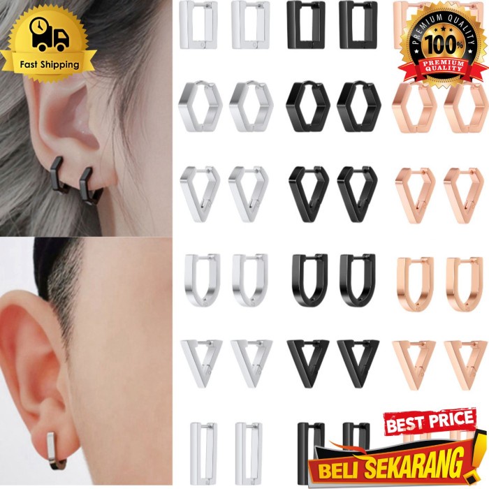 Jual Anting tindik pria tusuk geometri titanium anti karat asli korea ...